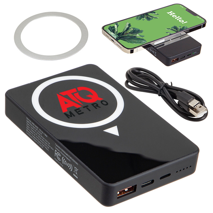 Promotional Arc 10000 mAh Power Banks with Magnetic Wireless Chargers
