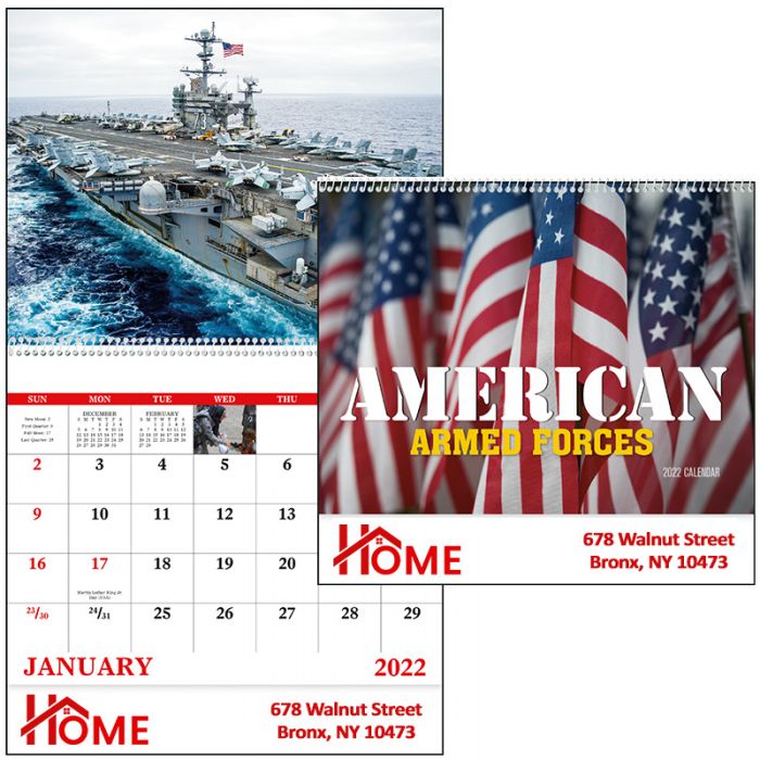 Promotional American Armed Forces Spiral Wall Calendars - Wall Calendars