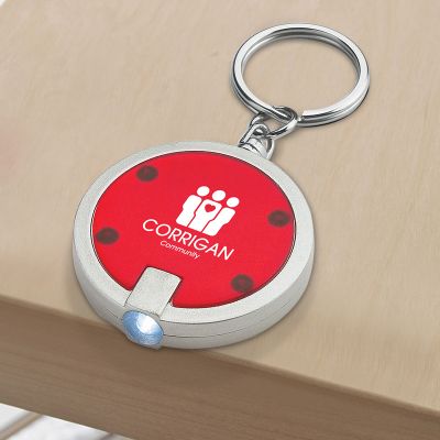 Promotional Logo Round LED Keychains - Christmas Promotions