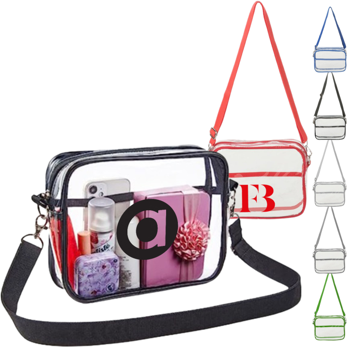 Custom Printed Clear PVC Transparent Crossbody Shoulder Messenger Bags