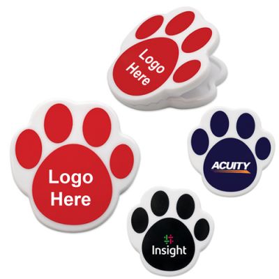 Custom Printed Paw Shaped Magnetic Clips - Clips