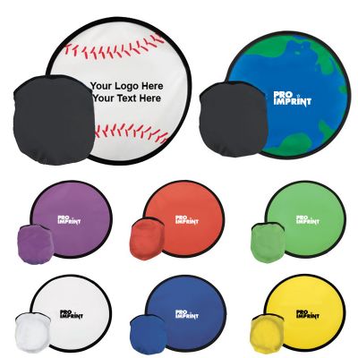 Promotional Logo Foldable Flying Disks with Pouch - Frisbees/Flying Discs