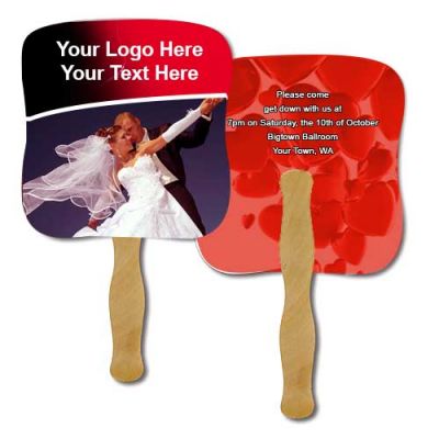 7.375x7.75 Inch Promotional Wedding Laminated Hand Fans - Hand Fans