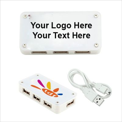 Promotional Logo 4-Port 2.0 USB Hubs - USB Hubs & Gadgets
