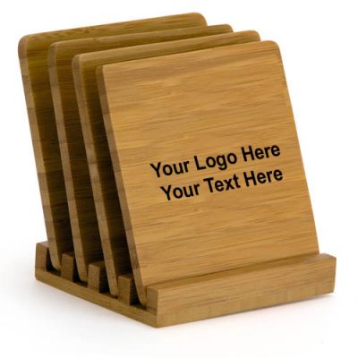 Personalized 4pc Bamboo Coaster Set - Coasters
